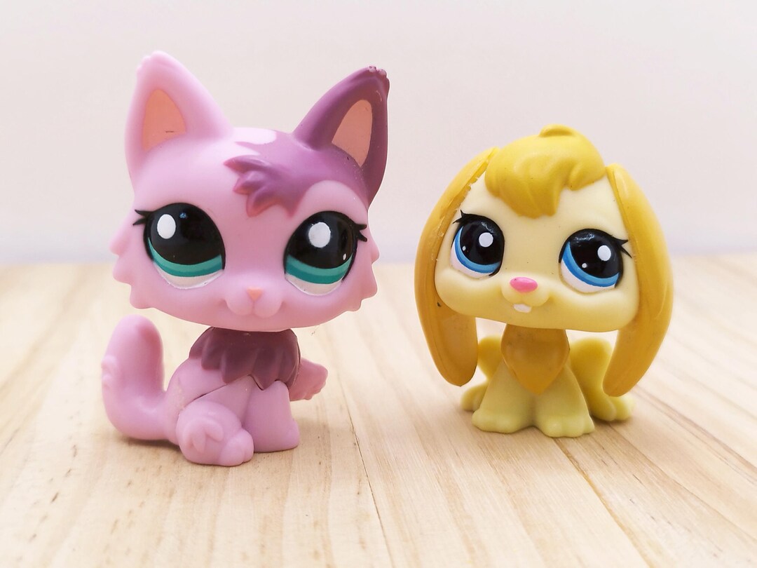 LPS 'easter Eggs' Pink Wild Cat #2465 + Yellow Rabbit #2466 / Authentic ...