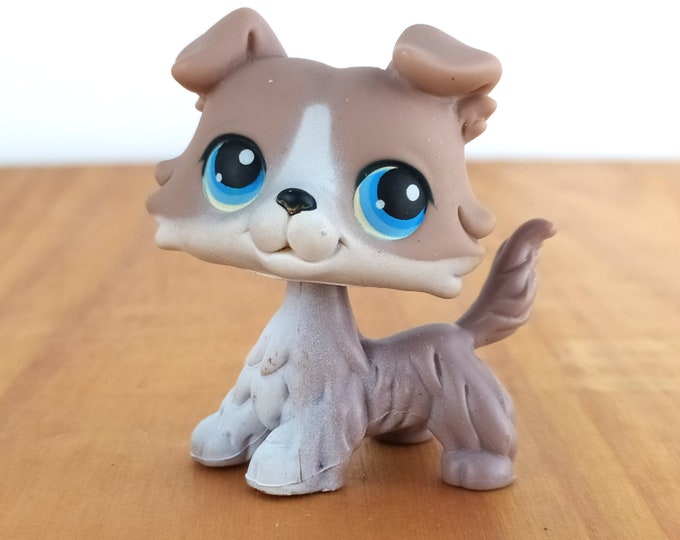 LPS Gray Collie Dog #67 With Blue Eyes / Authentic Vintage Hasbro ...
