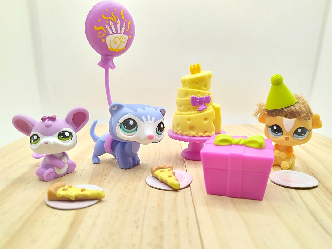 LPS LPS 'goodies & Gifts Party' Guinea Pig #2488 + Rat #2489 + Ferret ...