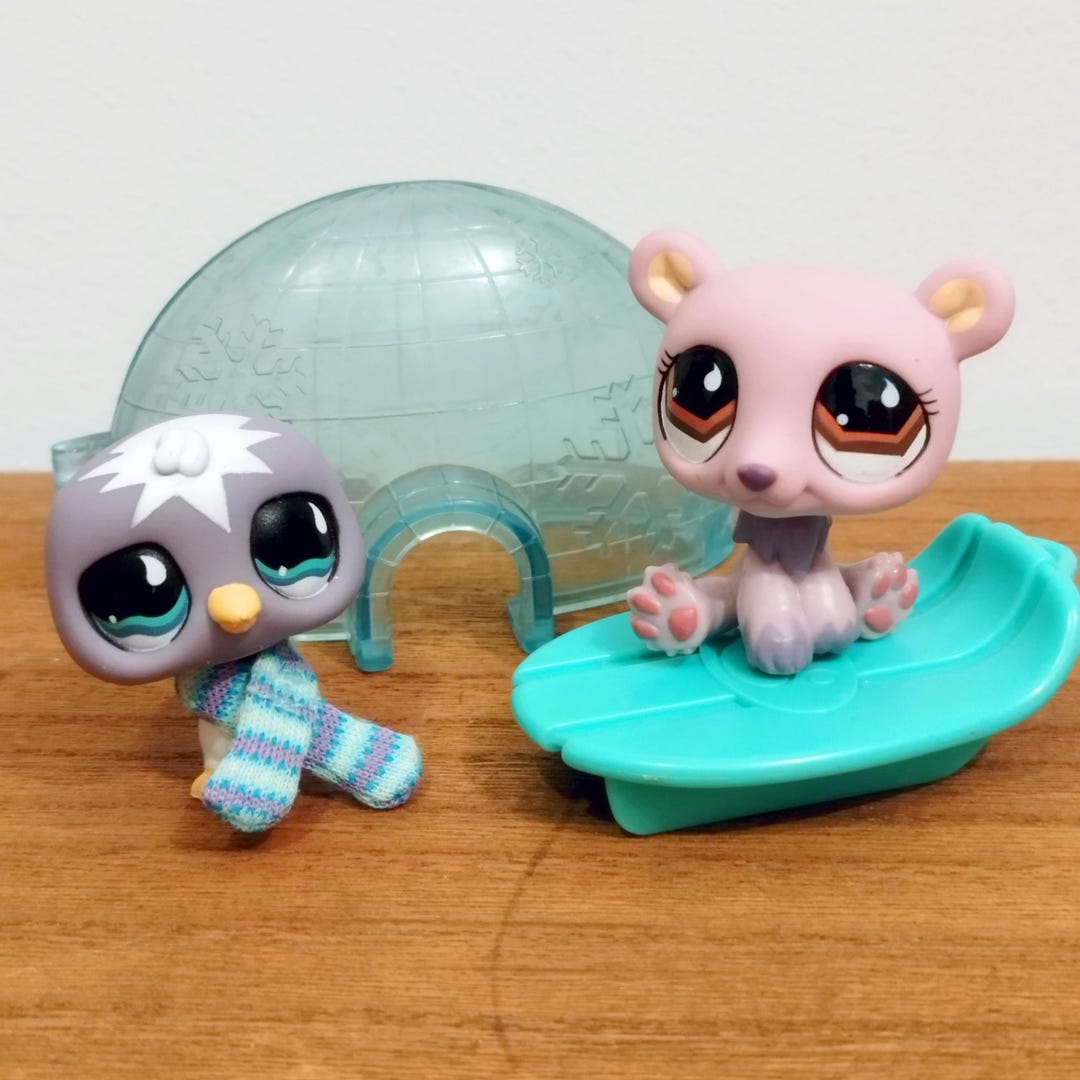 LPS Polar Set - Euro Blue Penguin #788 + Polar Bear #677 + Igloo and ...