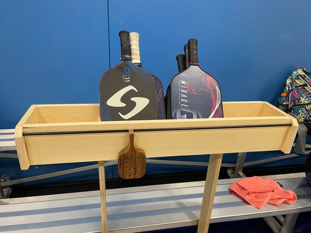 Next up Portable Indoor Pickleball Paddle Holder Rack Pine. Includes ...