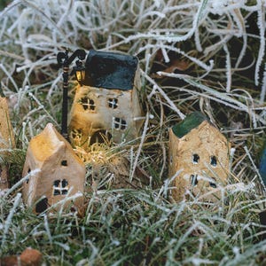 Handmade Ceramic Cottages Houses Set of 3, Miniature Dollhouse Pottery ...