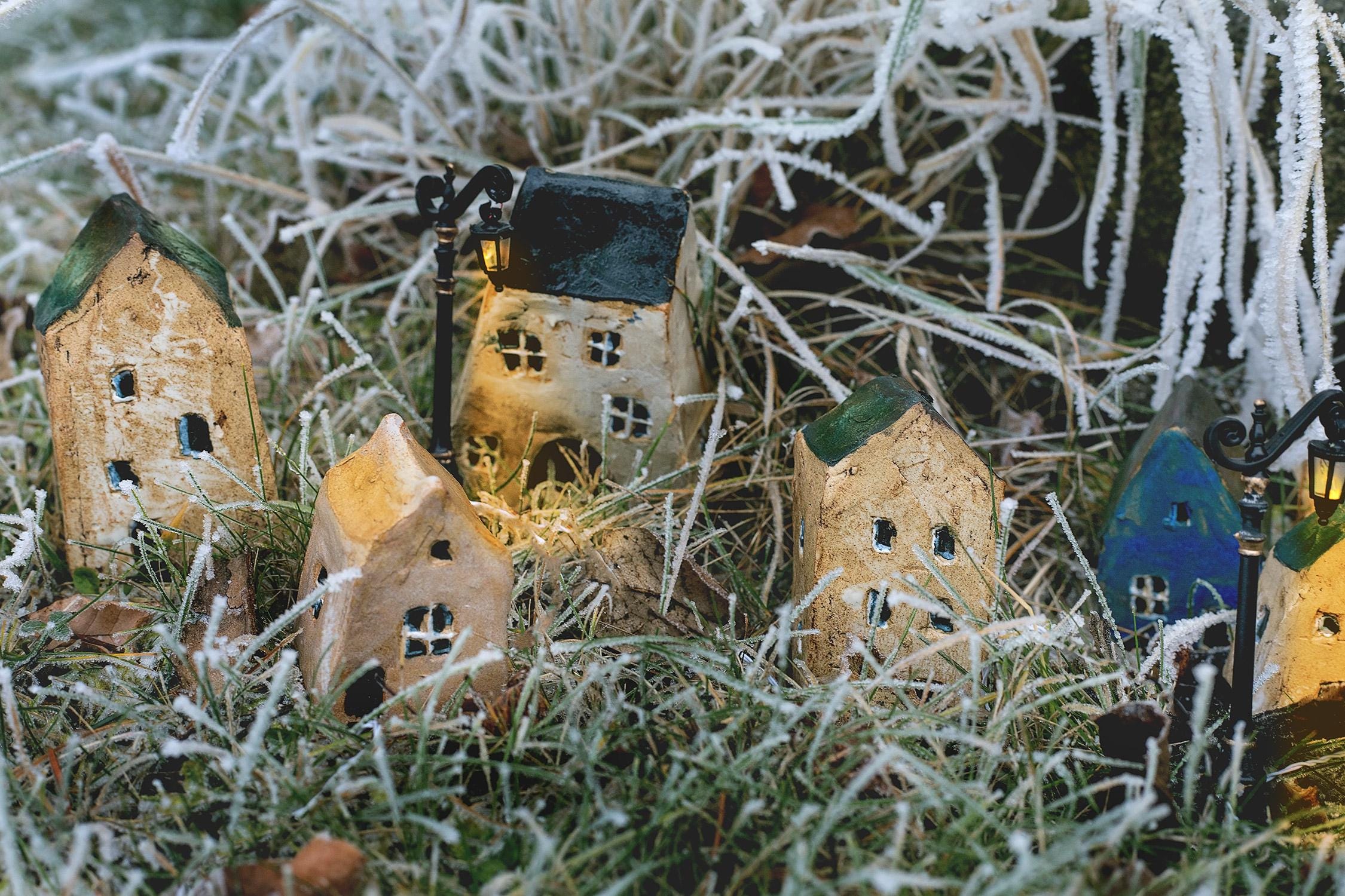 Handmade Ceramic Cottages Houses Set of 3, Miniature Dollhouse Pottery ...