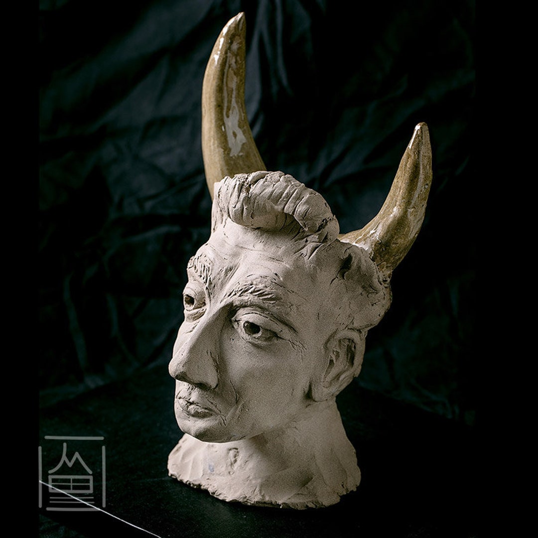 Handmade Ceramic Sculpture Man Head Face Statue Sculpture Ceramic Art ...