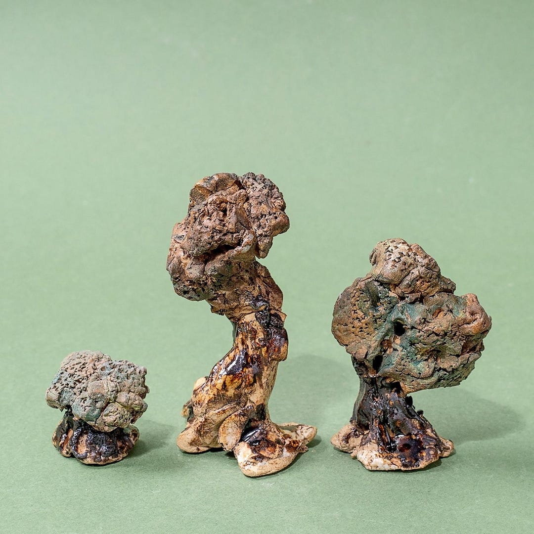 Handmade Ceramic Mini Trees Bush Set of 3, Miniature Trees Dollhouse ...