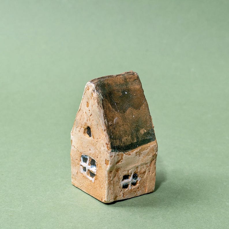 Handmade Ceramic Cottages Houses Set of 3, Miniature Dollhouse Pottery ...