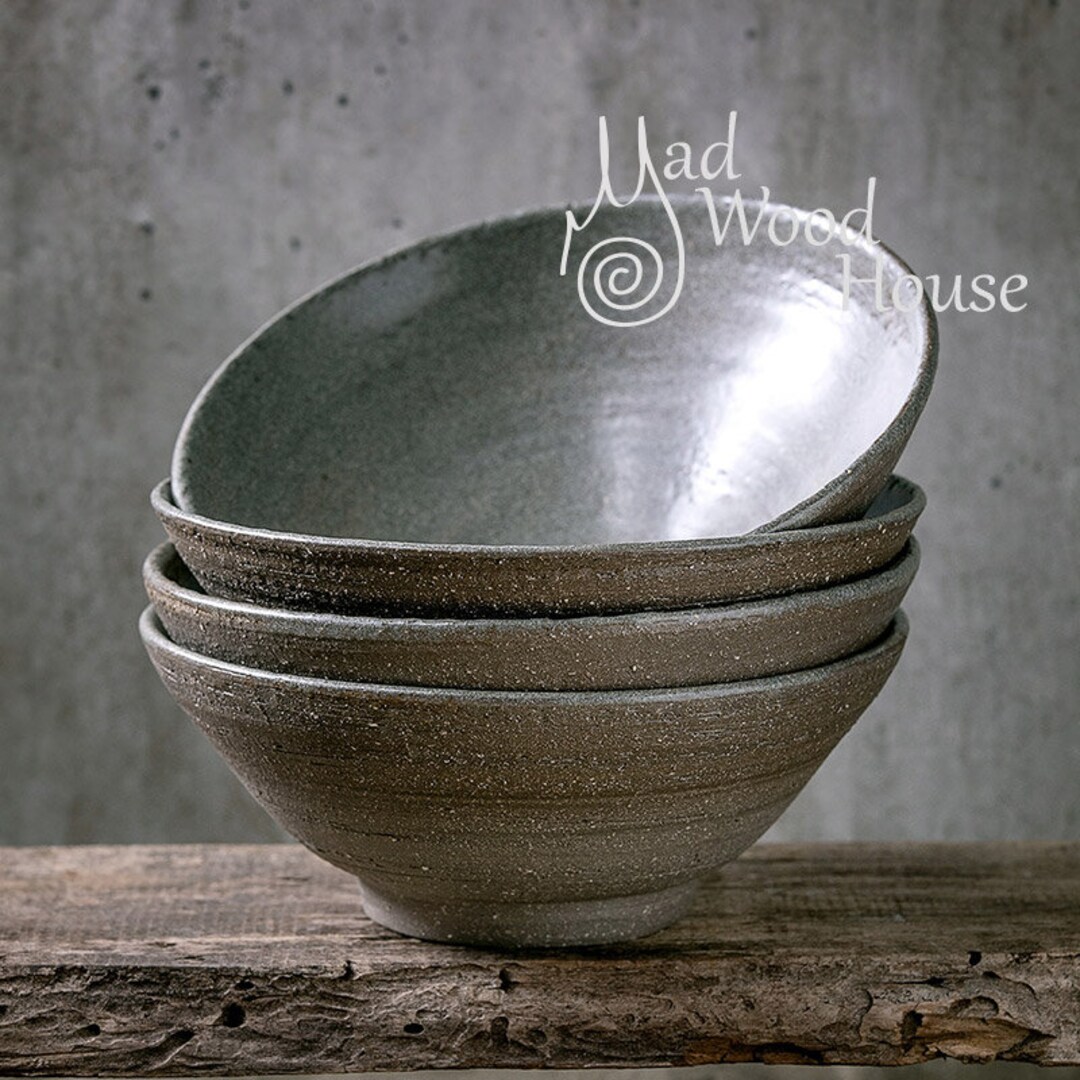 Handmade Rustic Ceramic Bowl Plate Home Decor Textured Gray Glaze - Etsy