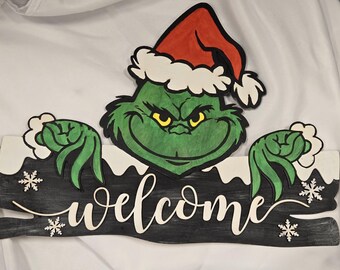 Grinch Welcome Sign - Etsy