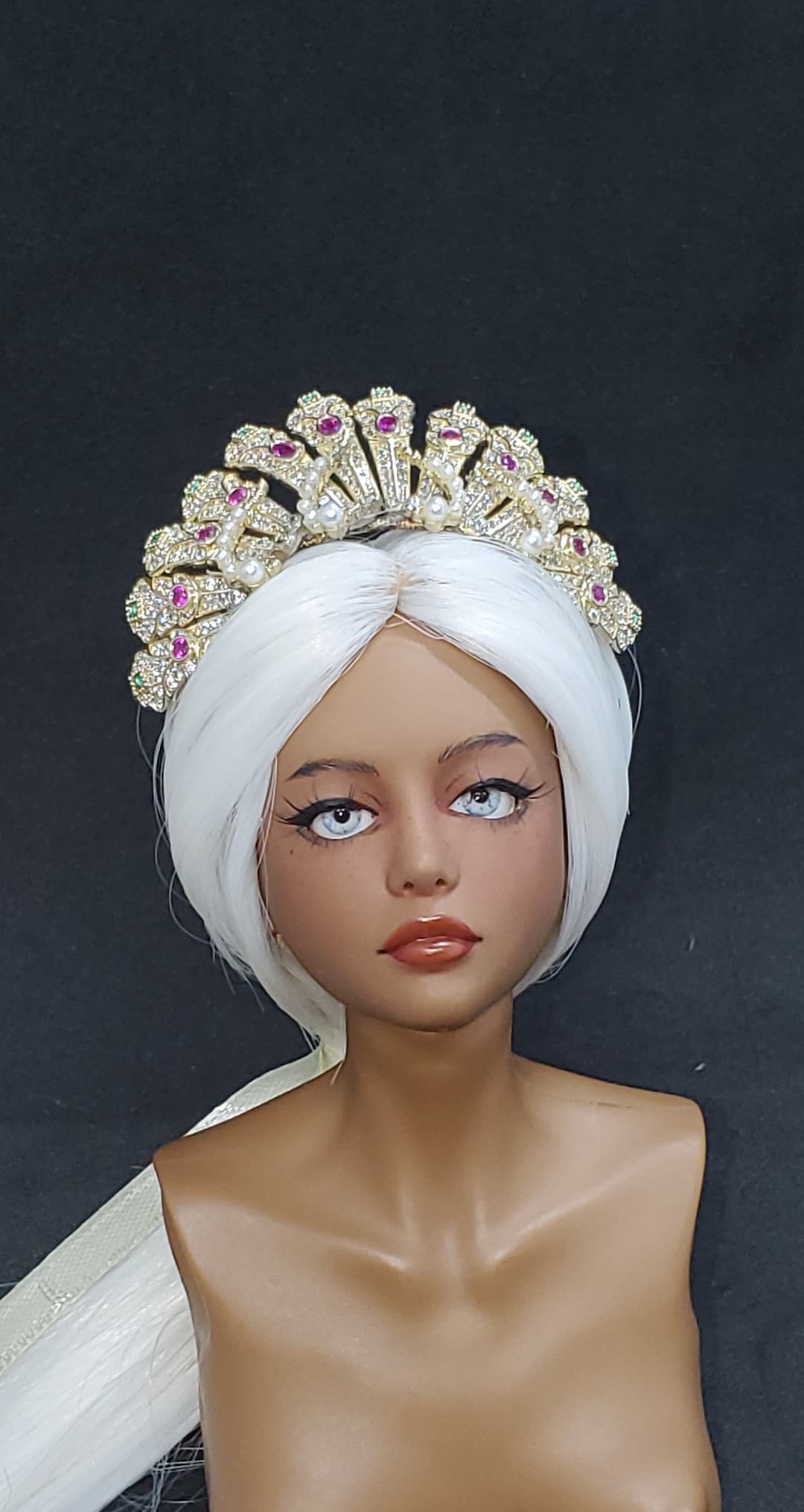 Fantasy Elegant Simple Rhinestone Crown /tiara. Bjd Size Wig 5-6 ...