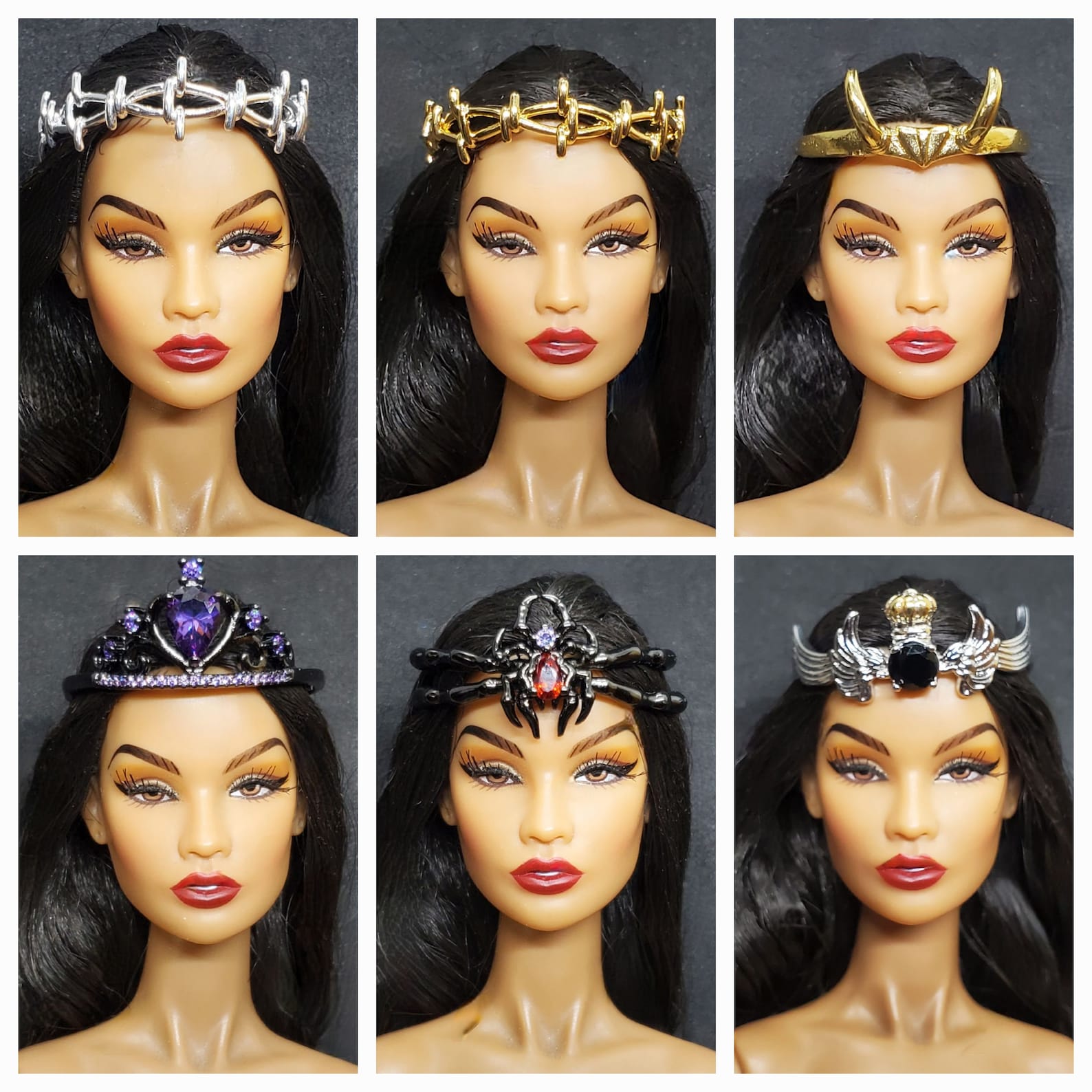 1/6 Fashion Doll Jewelry Gothic Crown BJD, Fashion Royalty - Etsy