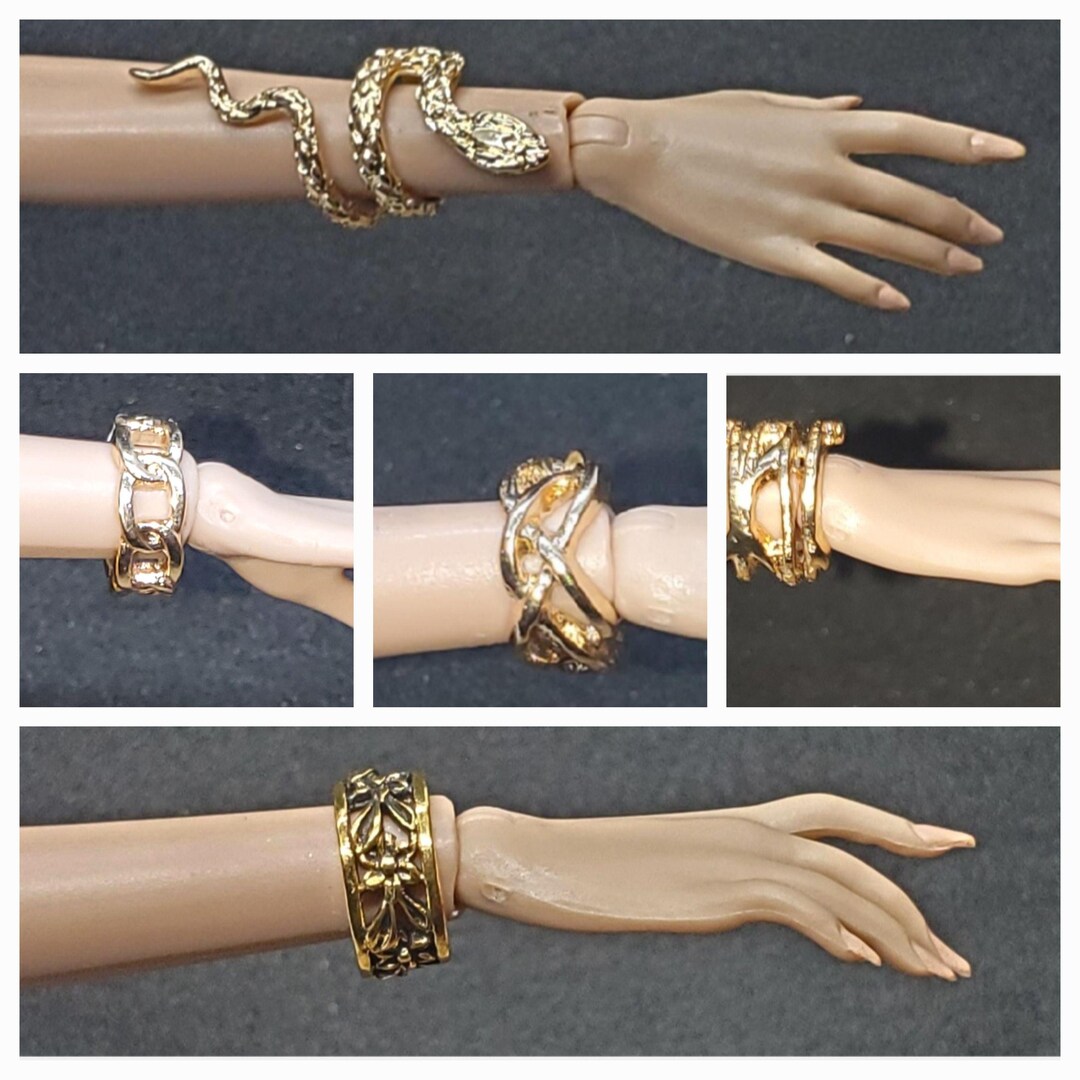 1/6 Fashion Doll Jewelry Gold, Snake , Cuff Bracelets Fashion Royalty ...