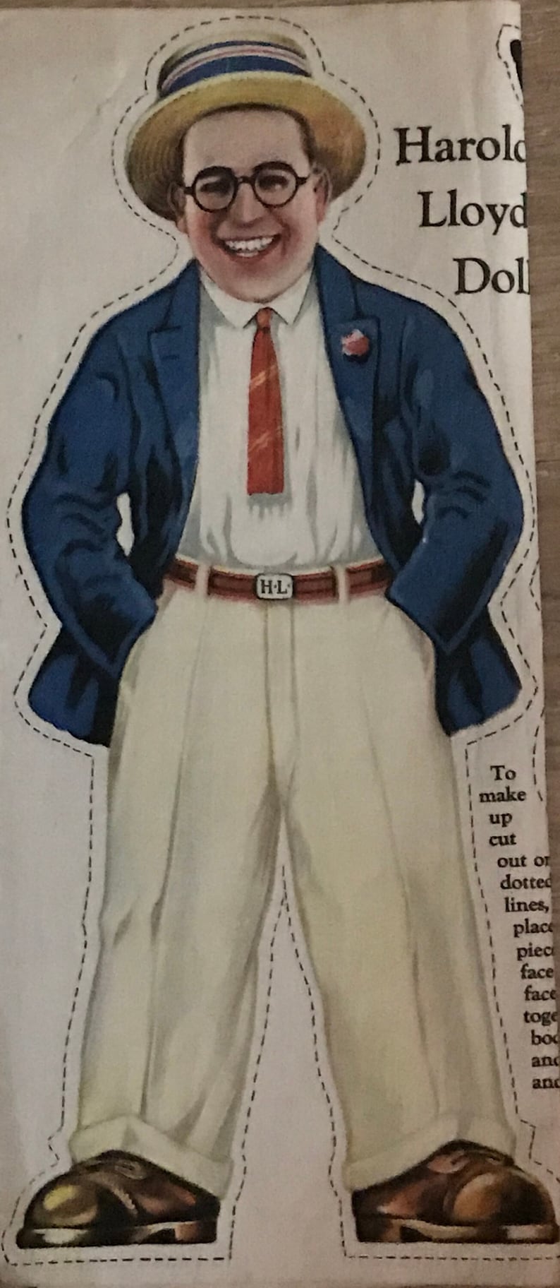 1920's Harold Lloyd Cloth Doll Panel, Uncut Vintage Ad Incentive - Etsy