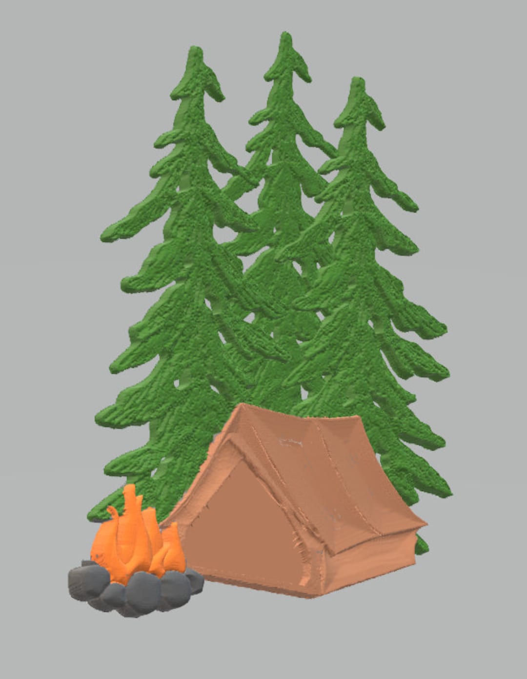 Tent Camping Scene Stl File for CNC Carving or 3D Printing - Etsy