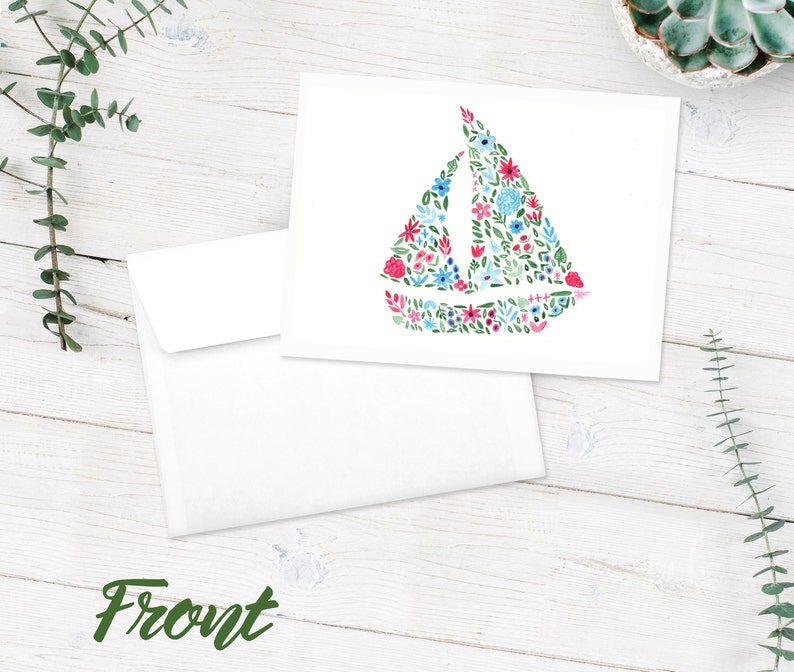 Sailboat Notecards - FREE SHIPPING | Blank Note Cards | 10-pack Blank ...