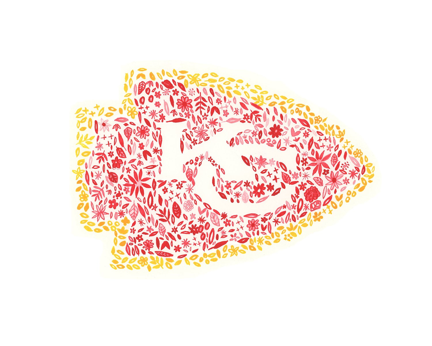 Kansas City Chiefs Floral Watercolor Print FREE SHIPPING | Etsy