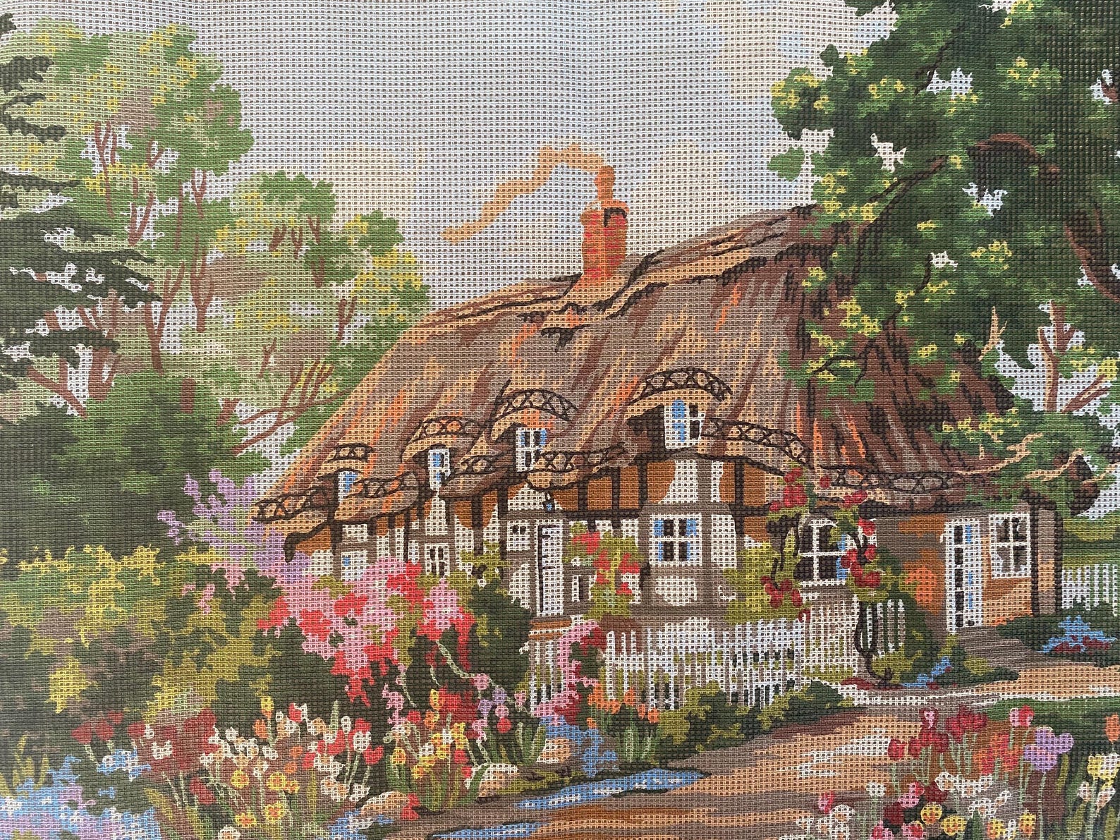 Vintage Tulip Time Printed Gobelin Canvas for Tapestry Embroidery ...