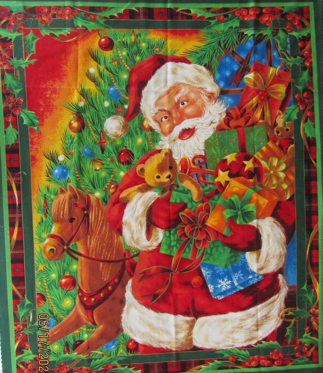 Christmas Scene Fabric Panel Quilting 35 X 44 Banner Flag Santa Claus ...