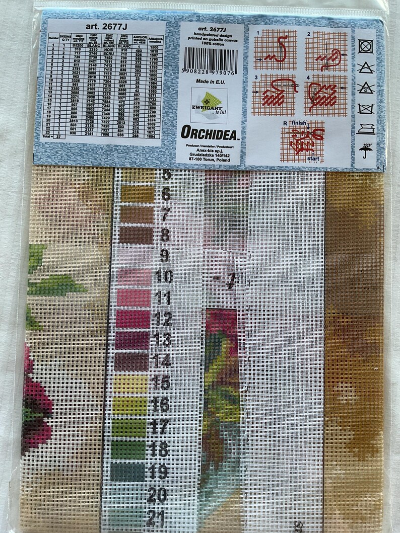 Gobelin Needlepoint Tapestry Canvas Only Orchidea 30x40cm Pink Roses in ...