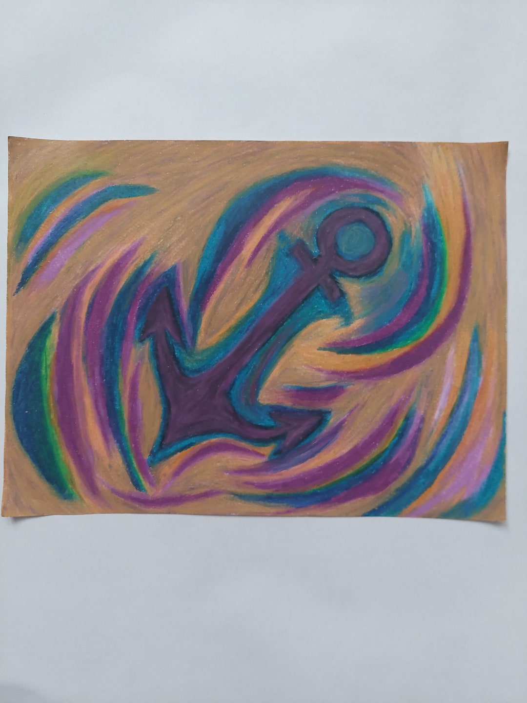 Anchor, an Original Oil Pastel Painting - Etsy