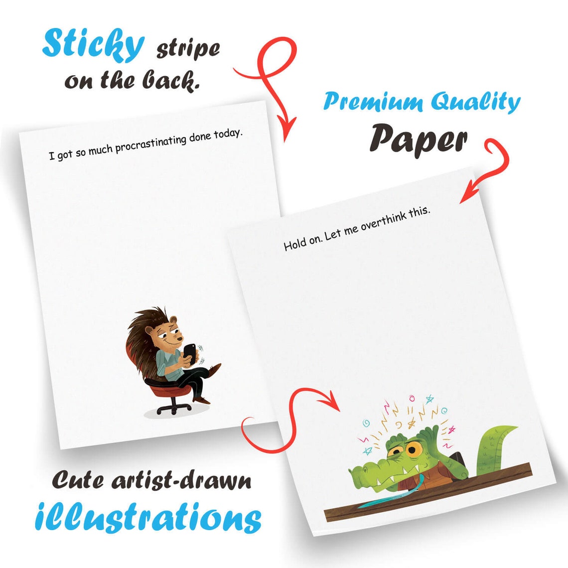 Funny Office Sticky Note Pads Bundle 4 Fun Notepad Designs | Etsy