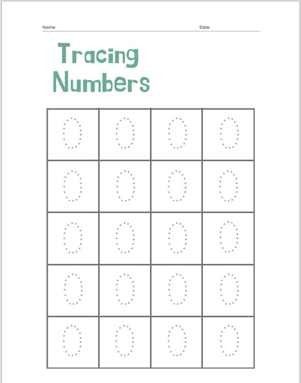 Numbers Tracing Printables 0 to 9, Pre-k & Kindergarten Handwriting ...
