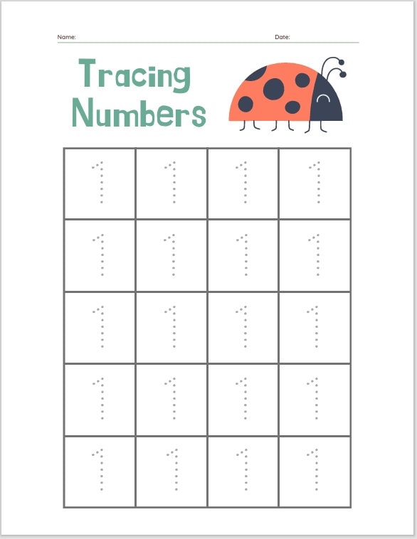 Numbers Tracing Printables 0 to 9, Pre-k & Kindergarten Handwriting ...