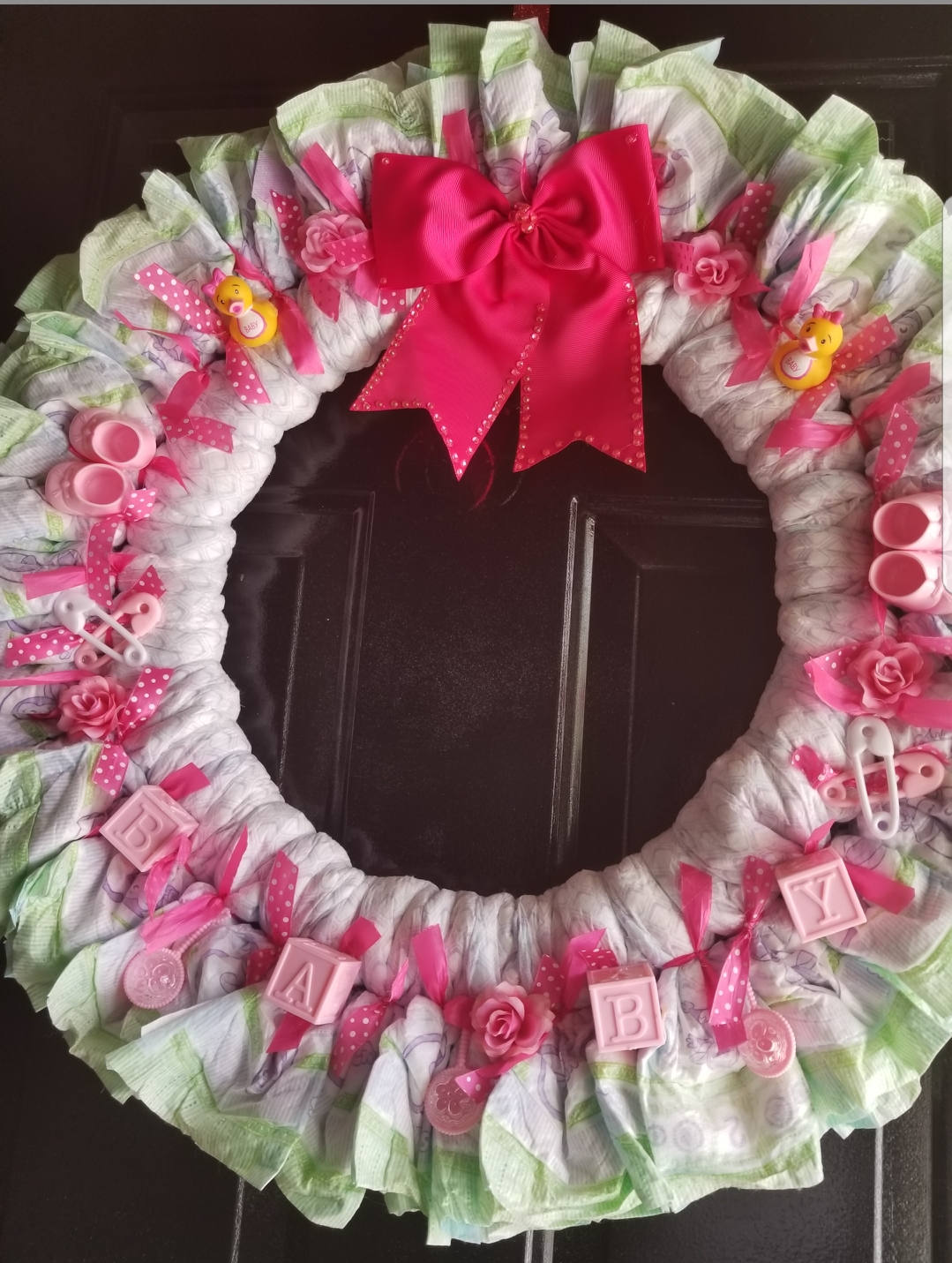 Lovely Diaper Wreath That Will Decorate Your Door. Also Will Make a ...