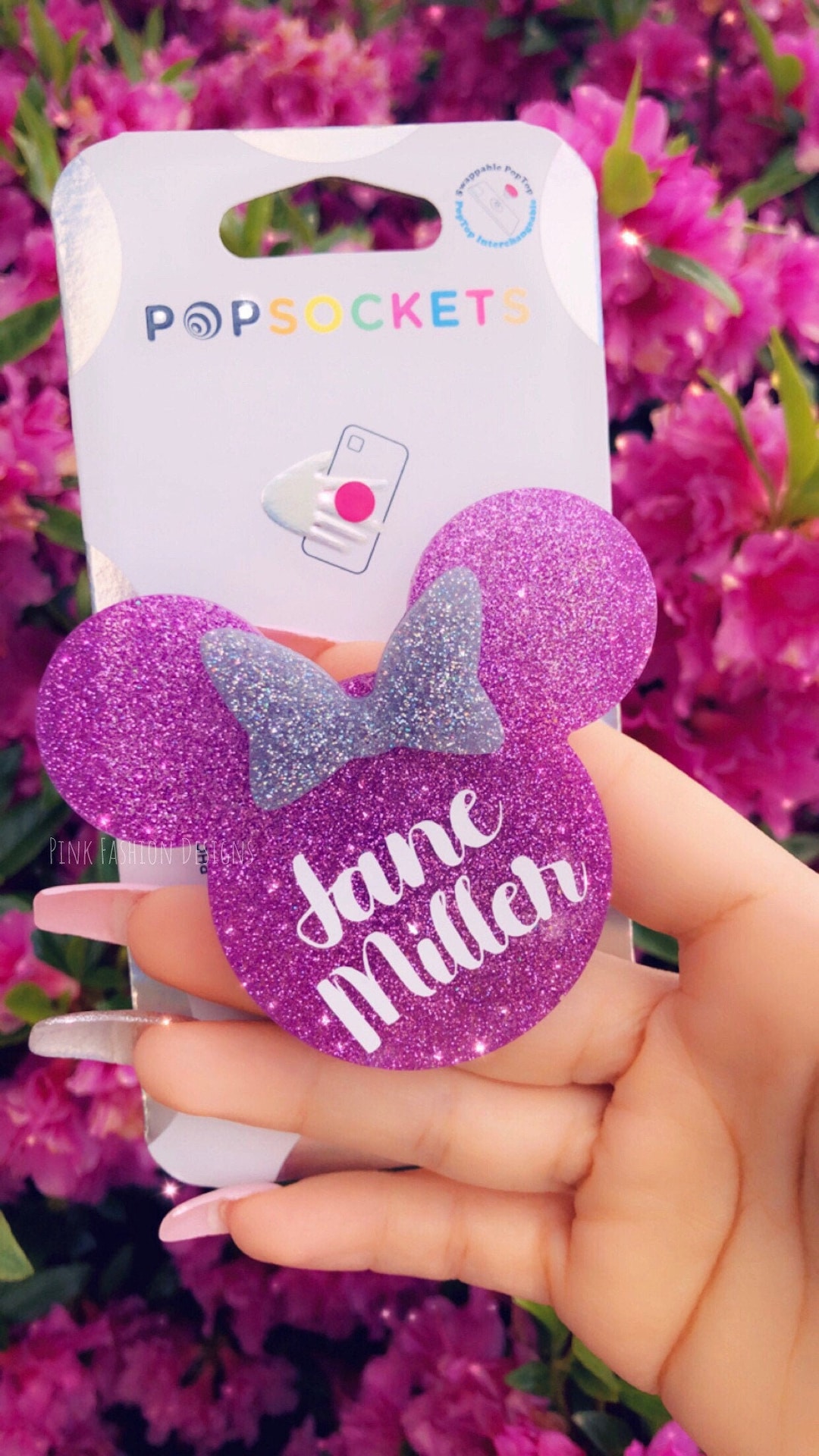 Minnie Inspired Pop Socket,minnie Mouse Pink Phone Grip, Minnie Bow ...