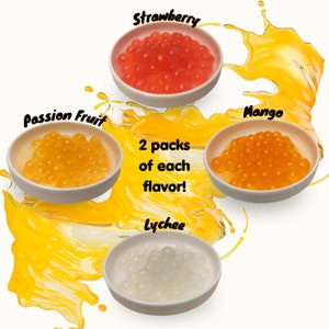 Popping Bursting Boba Kit 8 Servings Individual Pack and Syrup Made ...
