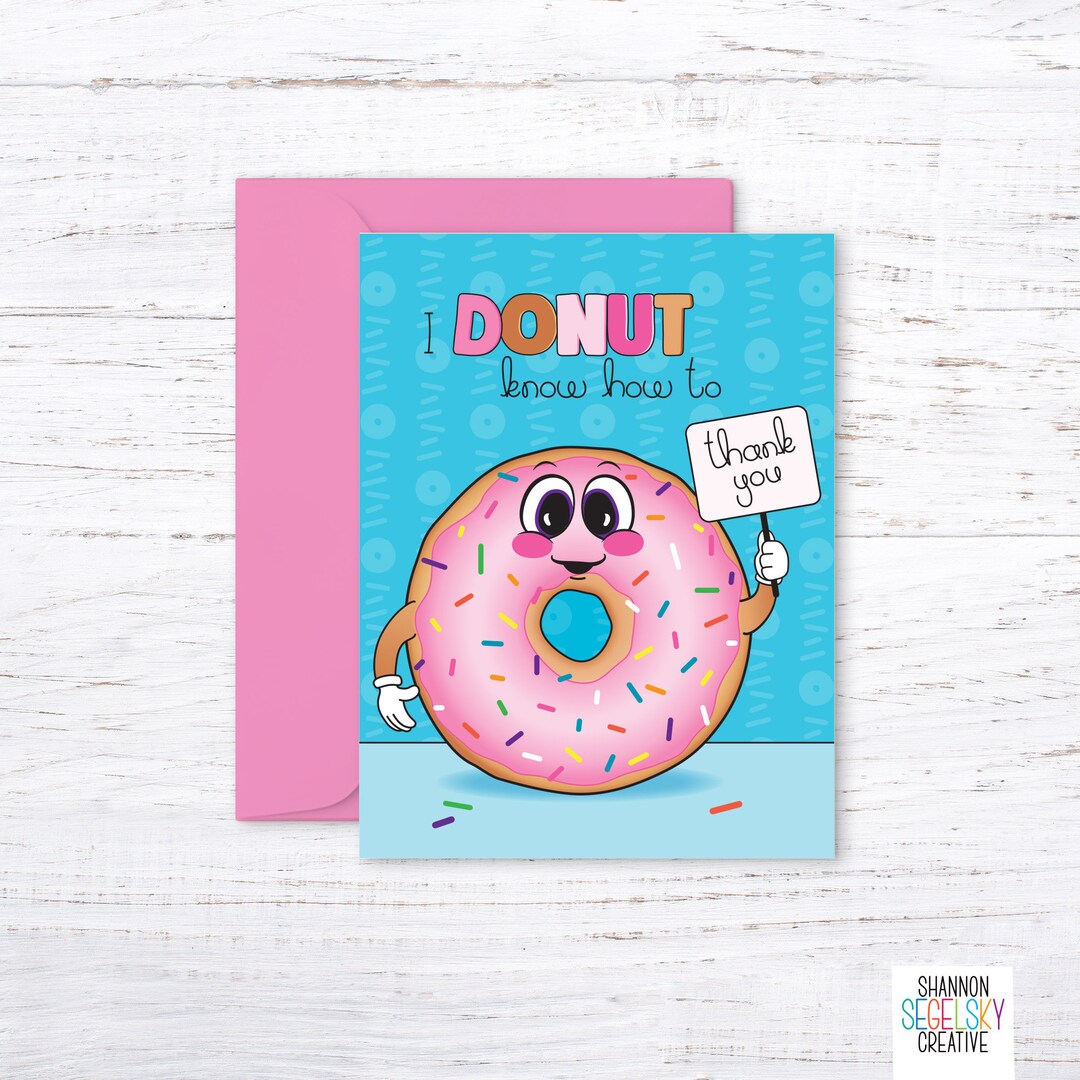 Donut Know How to Thank You Card - Etsy