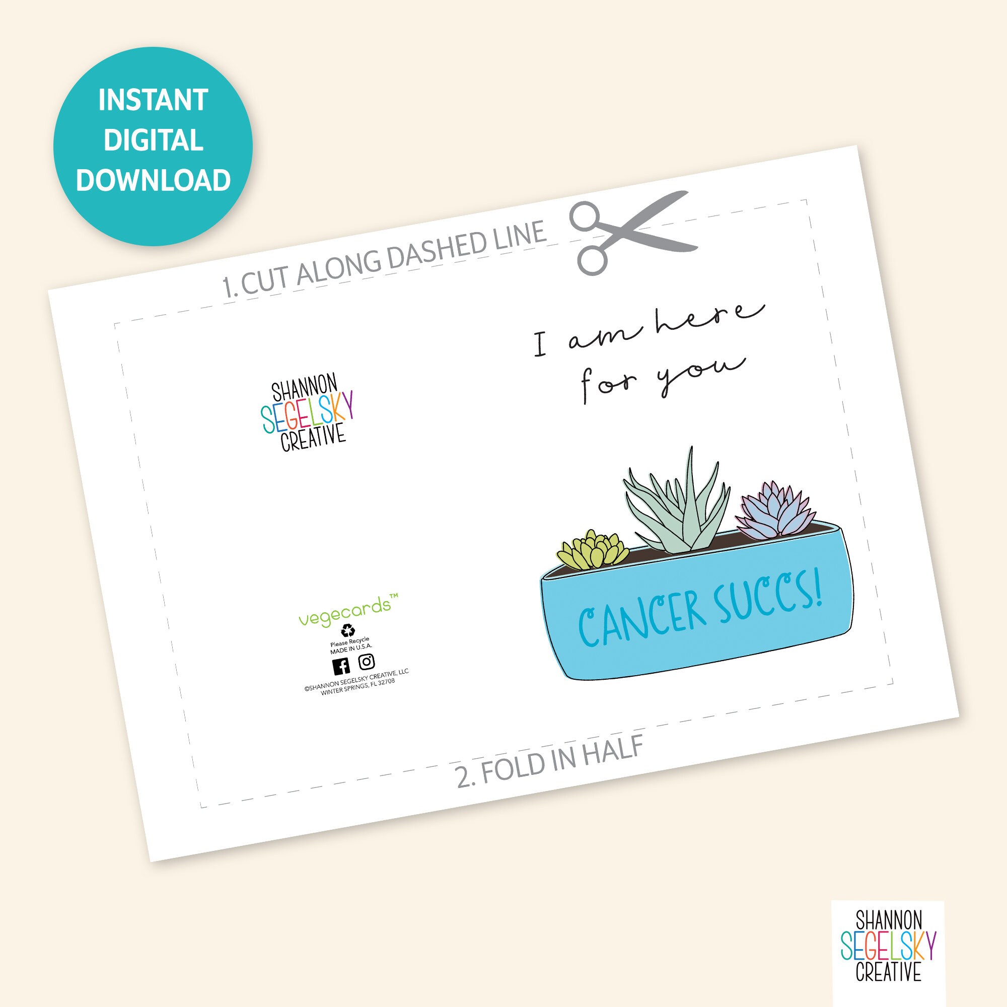 Cancer Succs - Cancer Support PRINTABLE Greeting Card - 5x7 (A7 ...