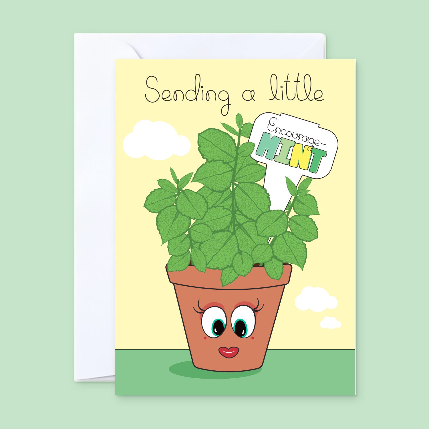 Sending a Little Encourage-mint Card - Etsy