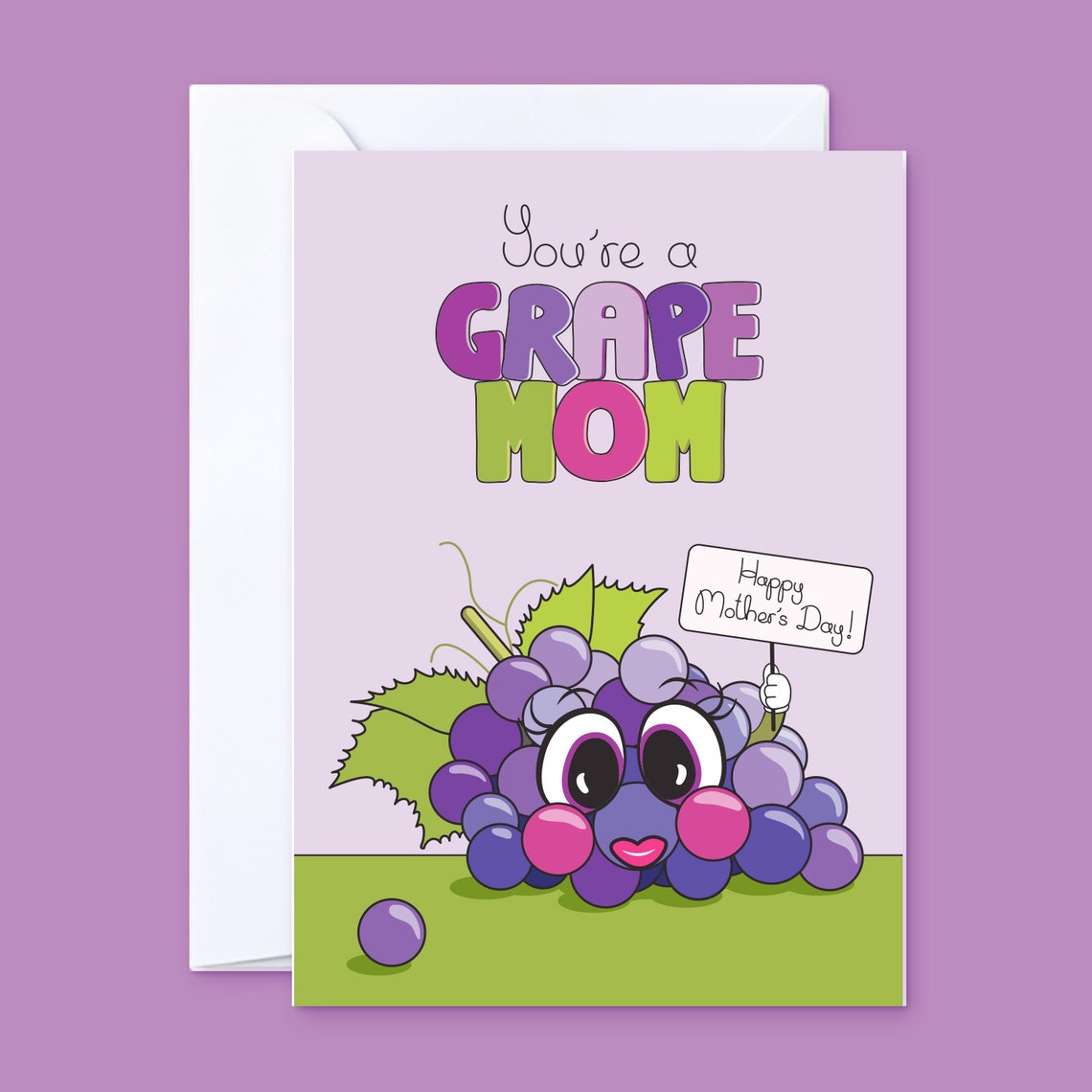 You're a Grape Mom Mother's Day Card - Etsy UK