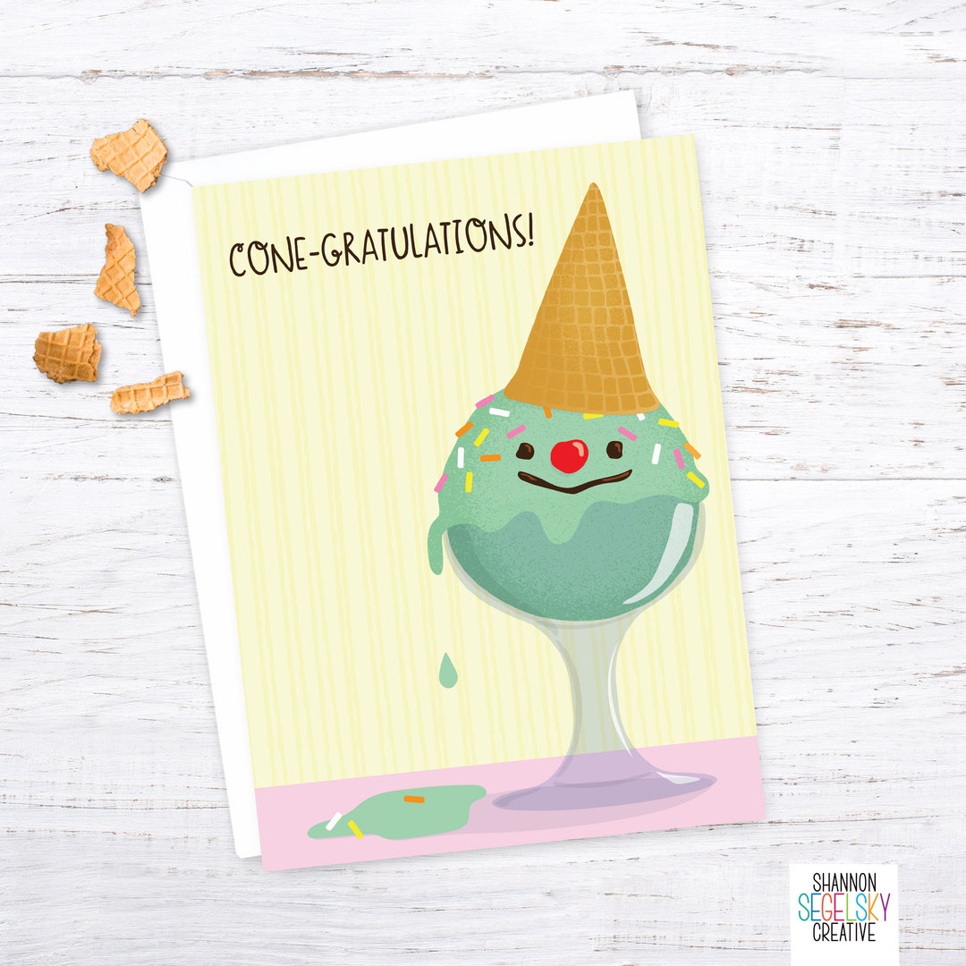 Cone-gratulations Card: Funny Pun Greeting Card - Etsy