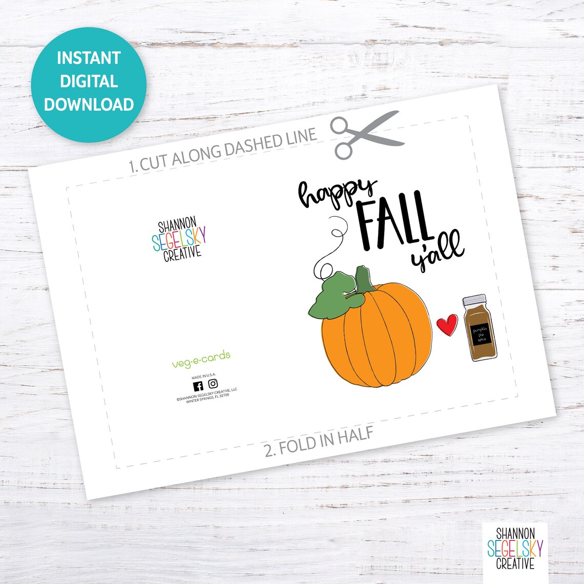 Happy Fall Y'all PRINTABLE Greeting Card 5x7 A7 - Etsy