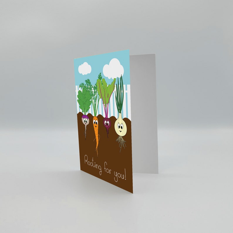 Funny Encouragement Card – “rooting for You” Pun With Root Vegetable ...