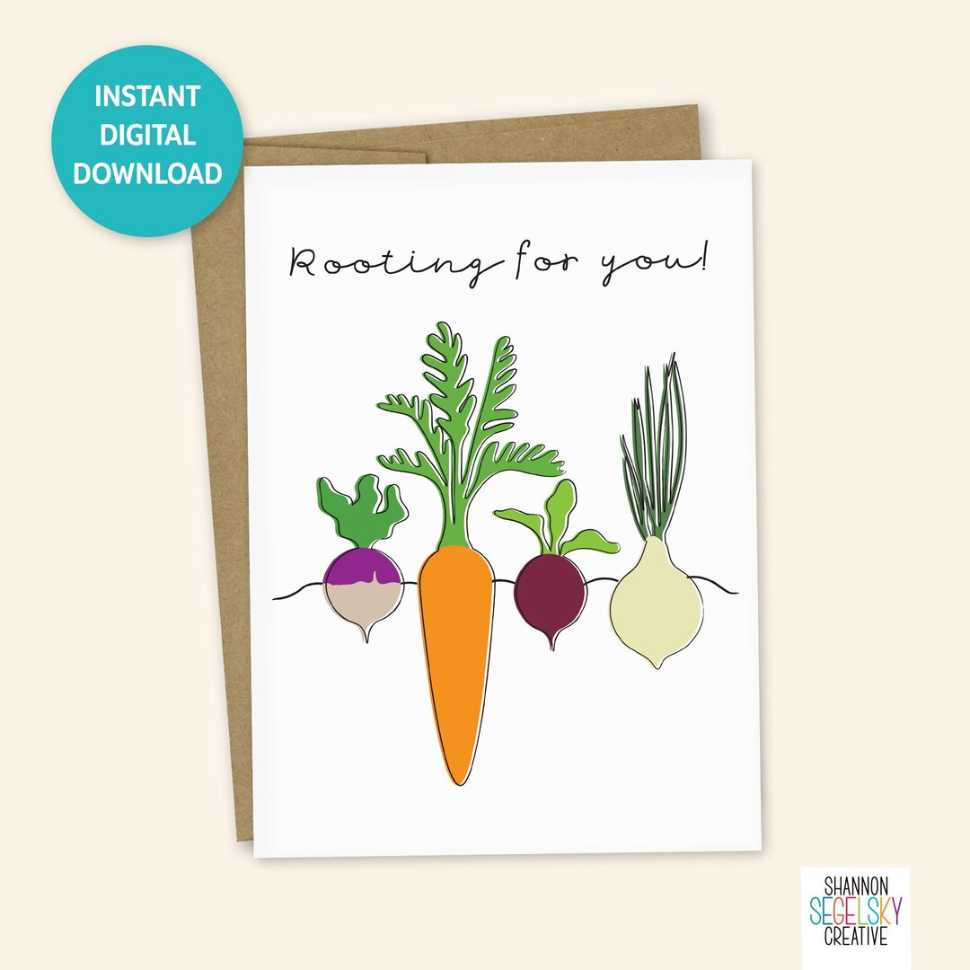 Rooting for You PRINTABLE Greeting Card - 5x7 (A7) - Instant Digital ...