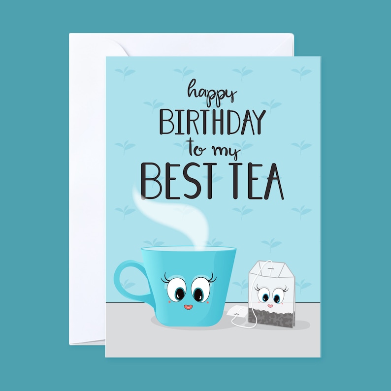 Happy Birthday to My Best Tea Card - Etsy