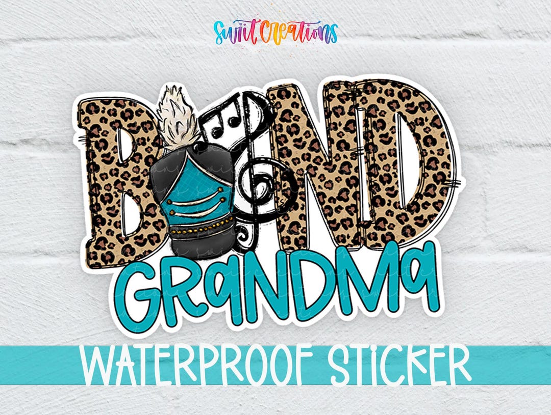 Band Grandma Waterproof Vinyl Sticker | Leopard Band Helmet Music Decal ...