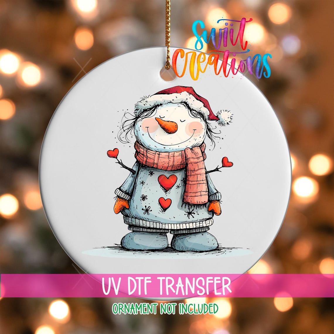 Snowman Christmas UV DTF Ornament Decal | Sweet Winter Ornament Wrap ...