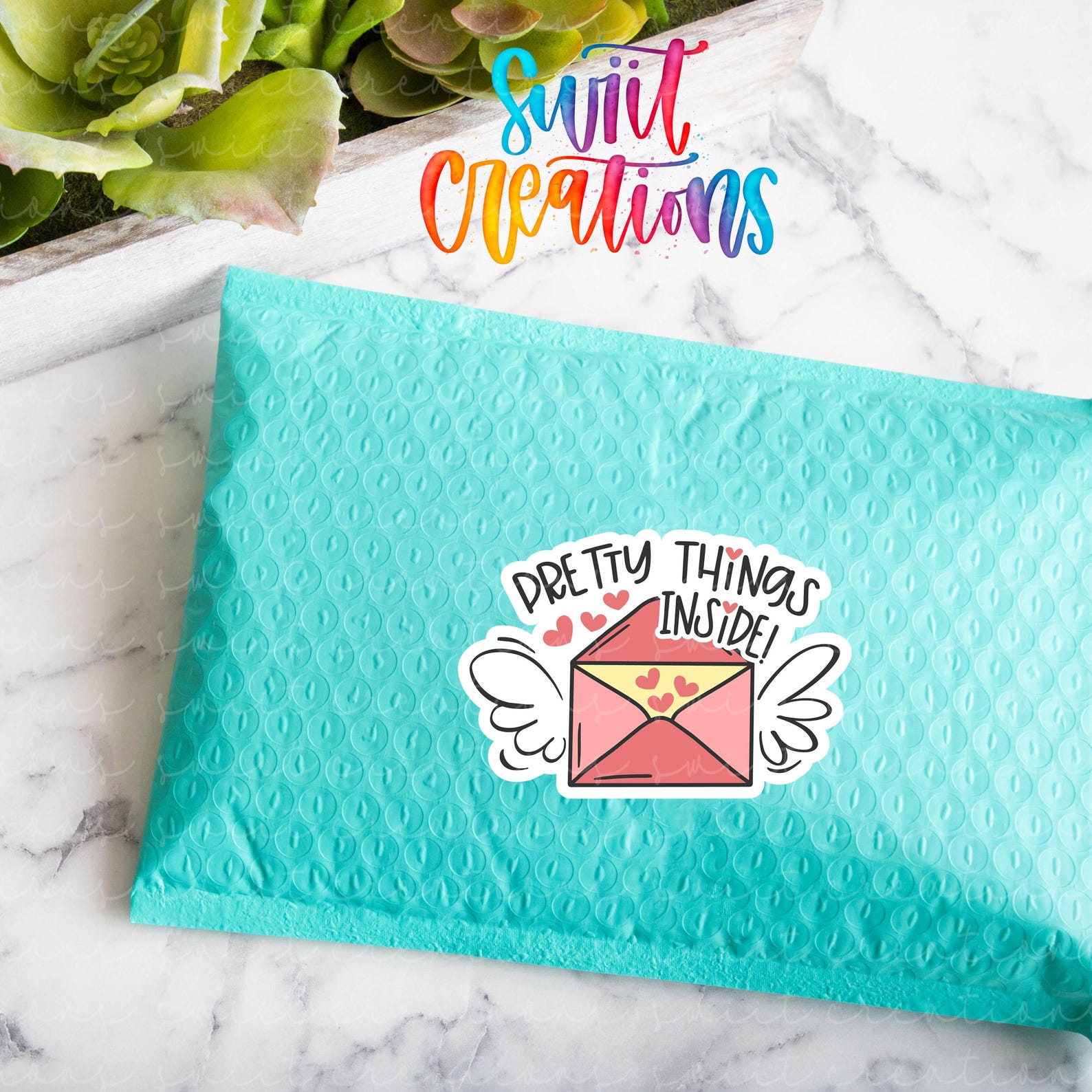 Pretty Things Inside Sticker | Happy Mail Packaging Sticker | Small ...