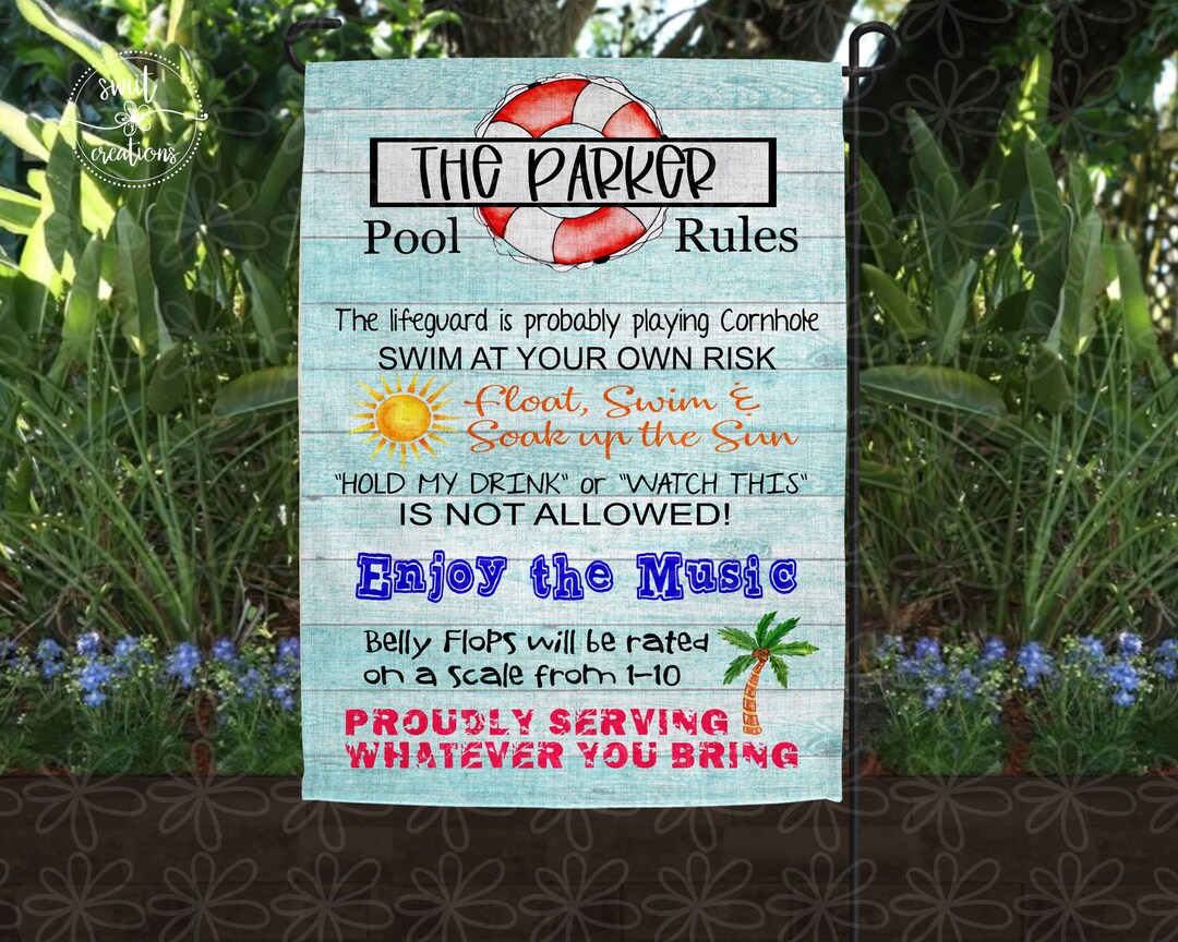 Pool Rules Flag, Pool Flag, Summer Flag, Swim Flag, Personalized Flag ...