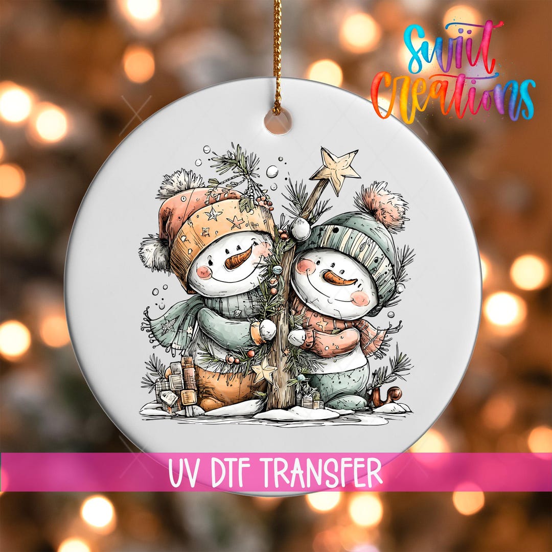 Winter Snowman UV DTF Ornament Decal Christmas Tree - Easy Peel UV ...