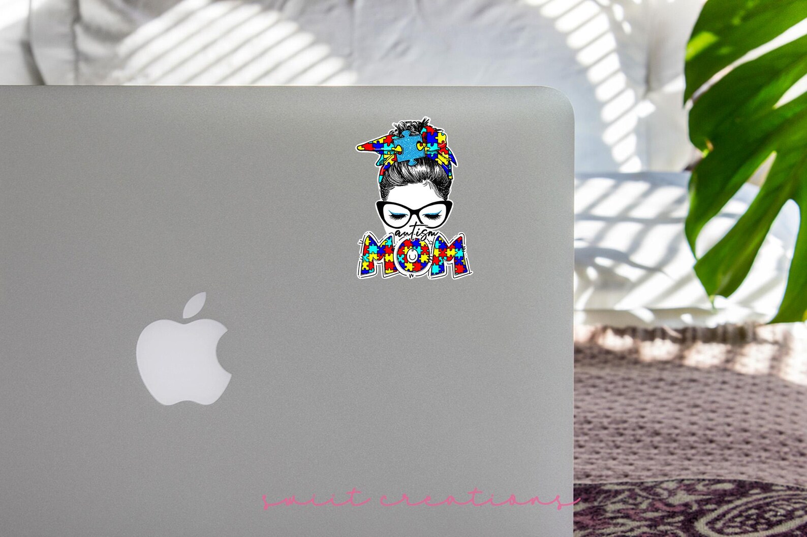 Autism Mom Messy Bun Waterproof Sticker, Autism Mom Sticker, (SS170 ...