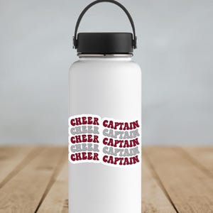 Cheer Captain Waterproof Vinyl Sticker With Laminate, Burgundy and ...