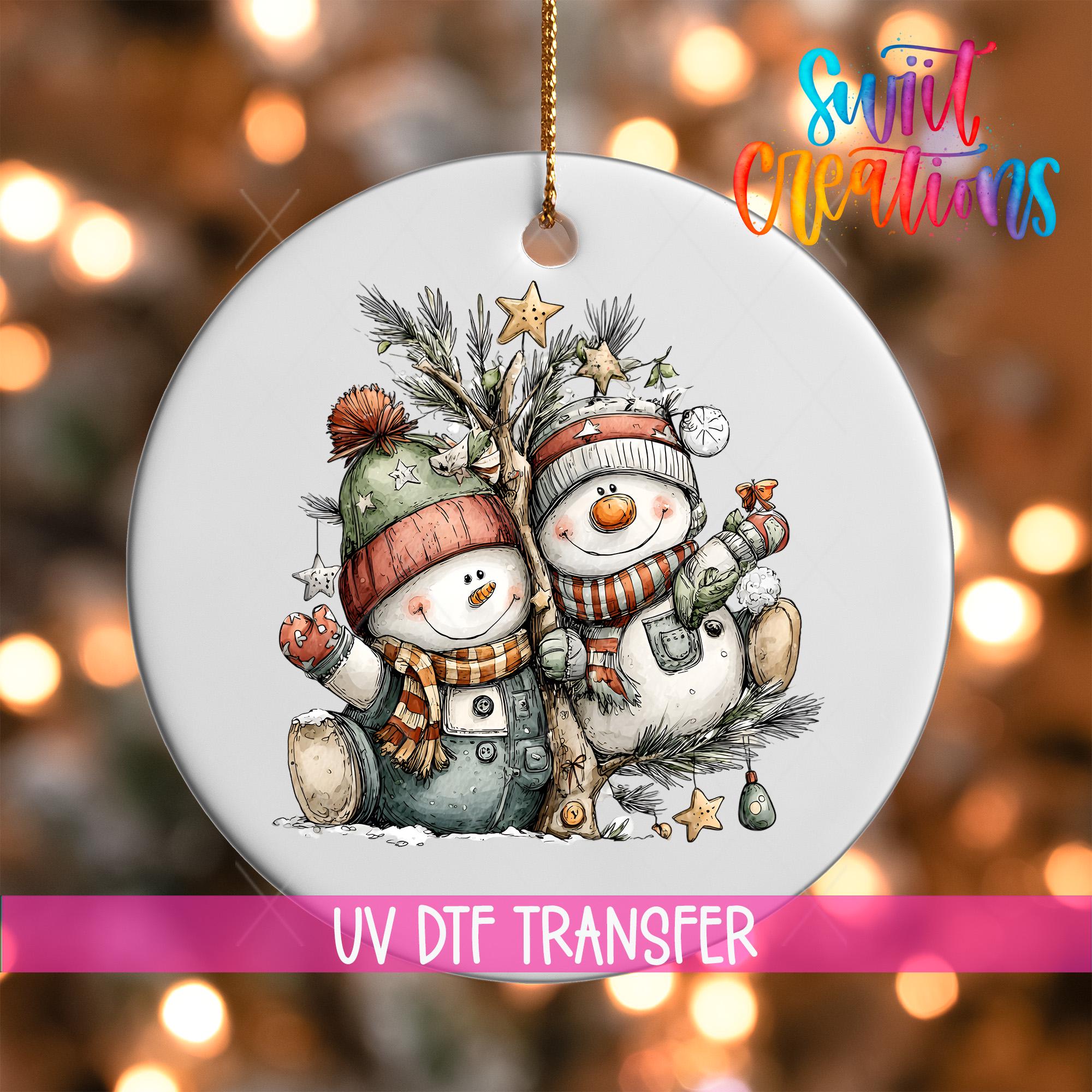 Snowman Christmas UV DTF Ornament Decal - Peel and Stick Holiday ...