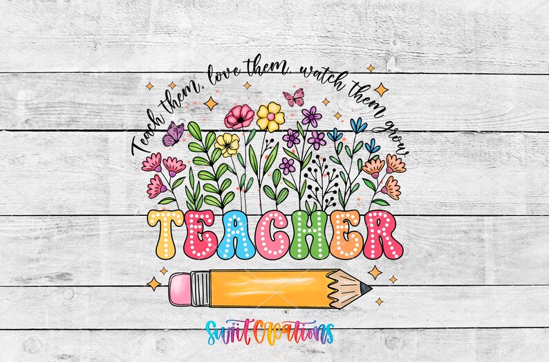 Teacher Floral Pencil UV DTF Cup Decal | UV1167 - Etsy