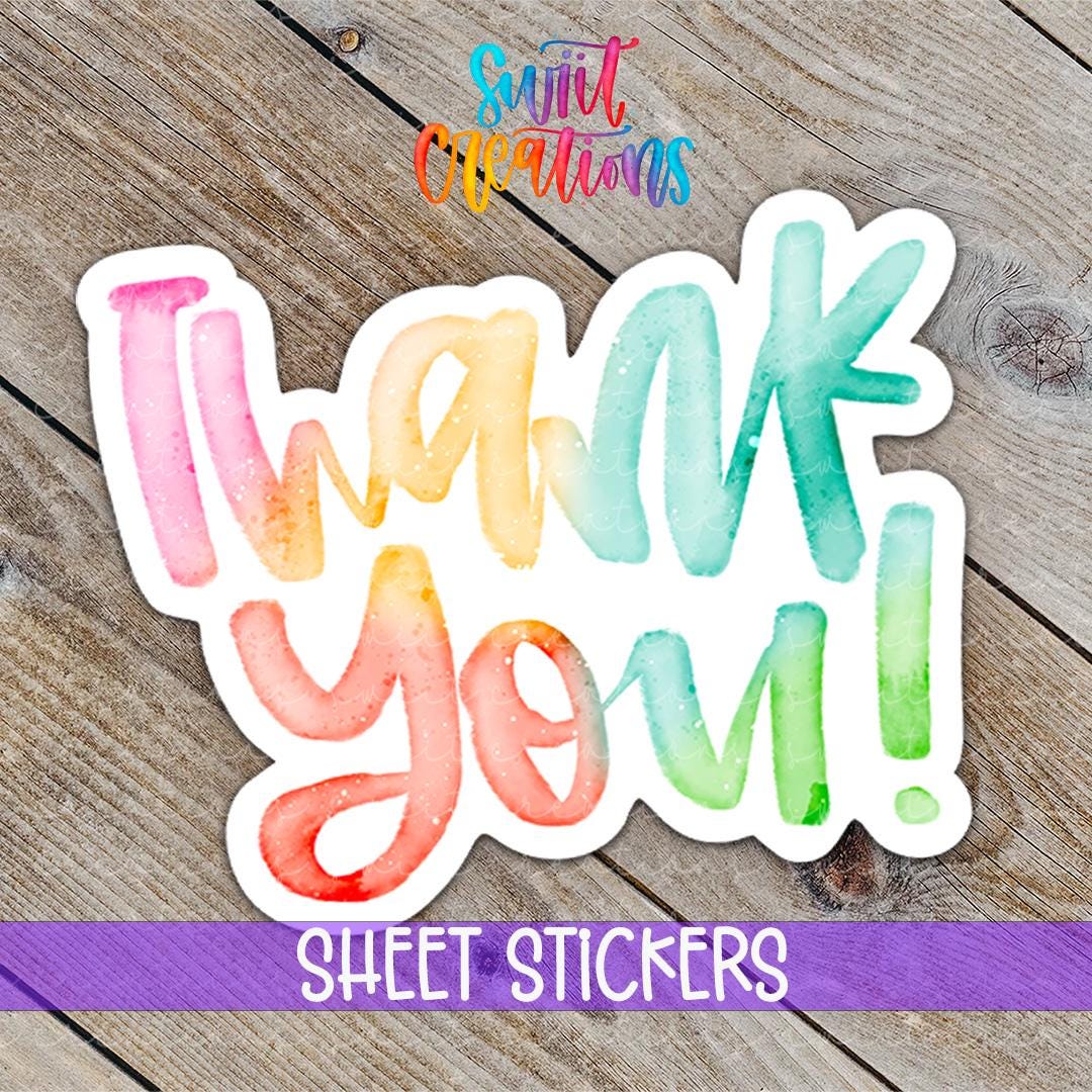 Thank You Sticker Rainbow Watercolor | Small Business Packaging Label ...