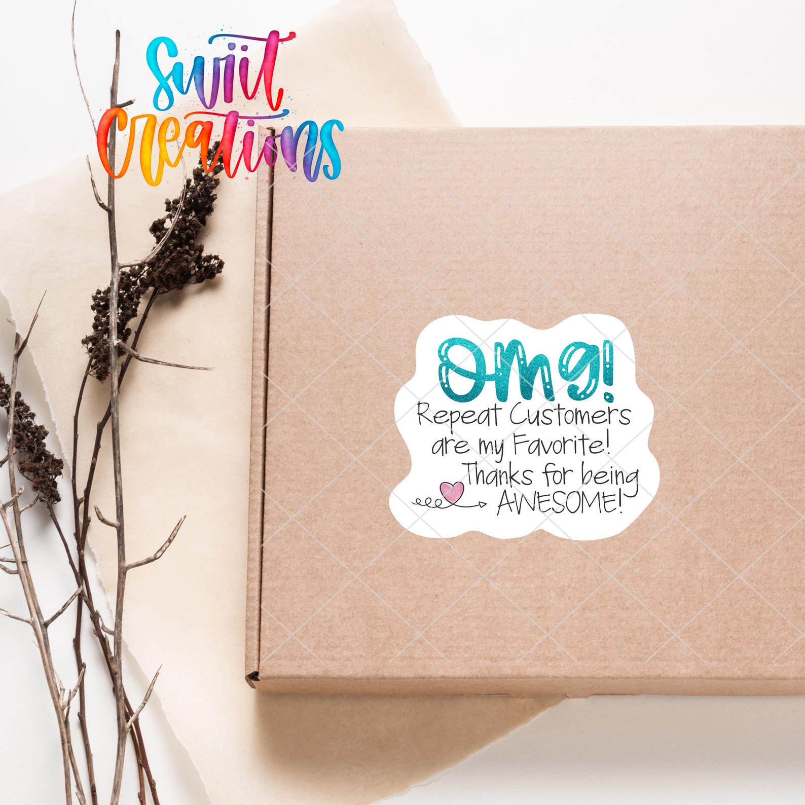 OMG Repeat Customer Sticker | Thanks for Being Awesome Label | Small ...