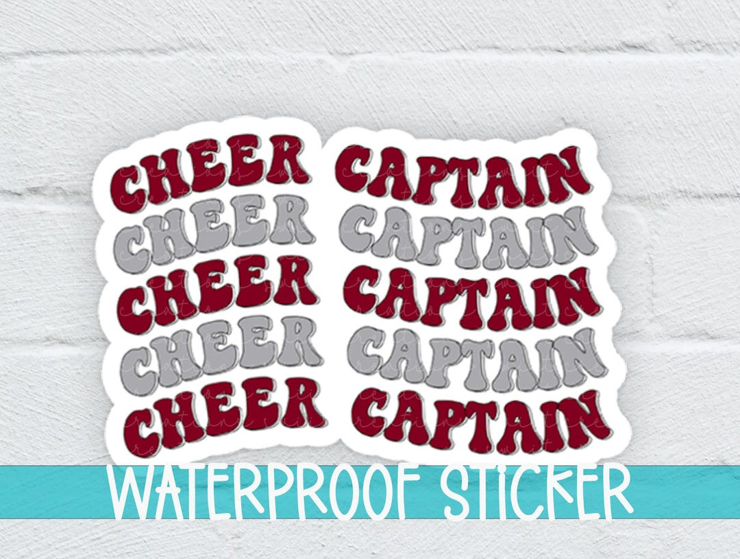 Cheer Captain Waterproof Vinyl Sticker With Laminate, Burgundy and ...
